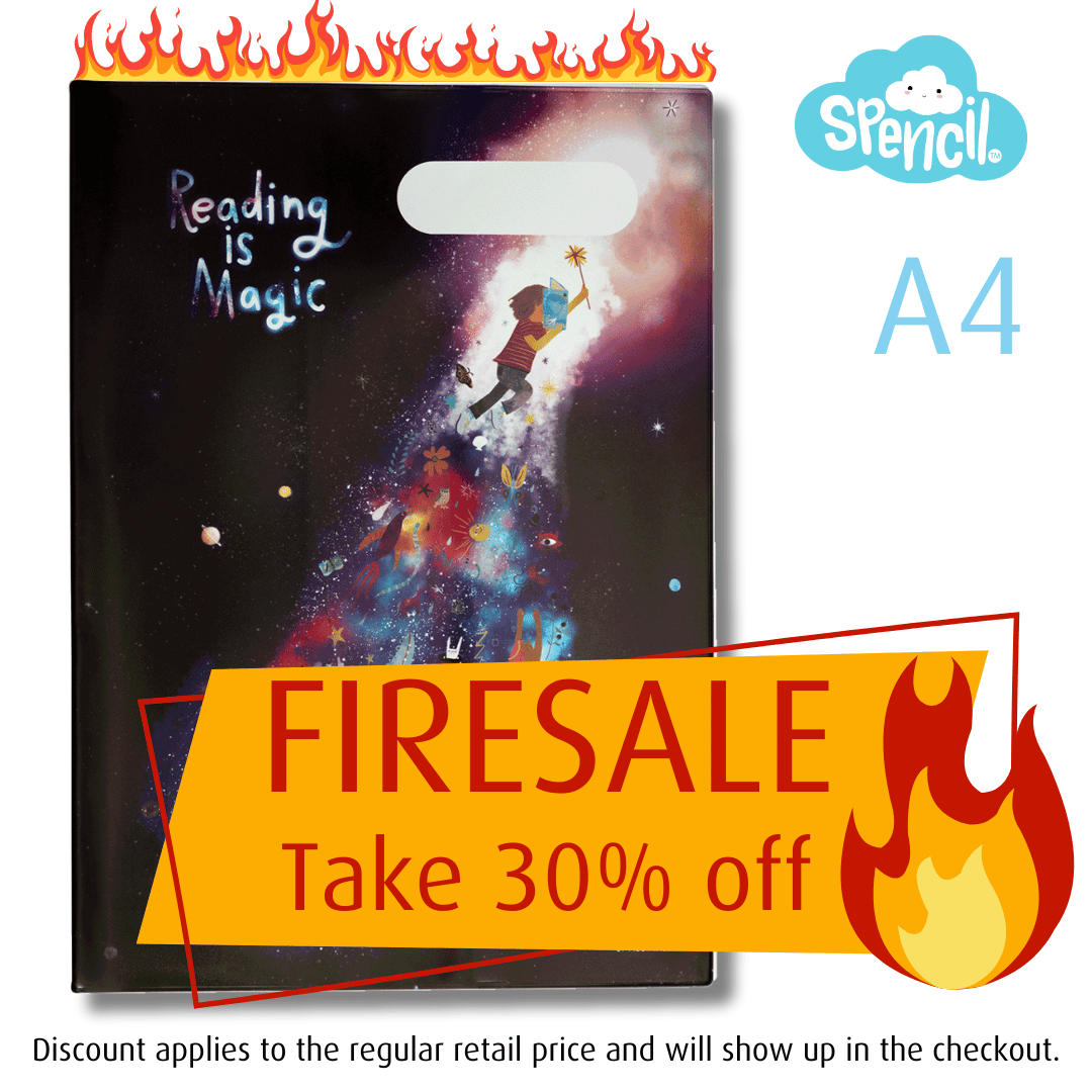 "Reading is magic" A4 exercise book cover – Children's Book Council of Australia